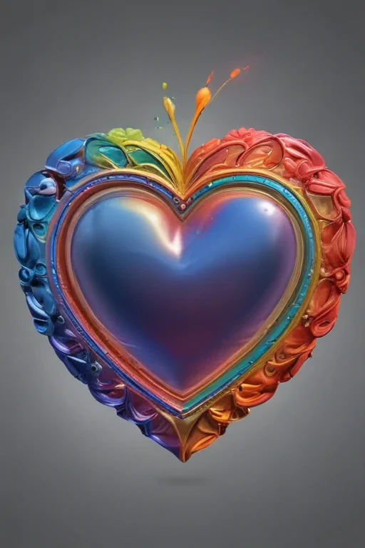 Vibrant Heart Design with Colorful Splashes and Artistic Swirls of Love