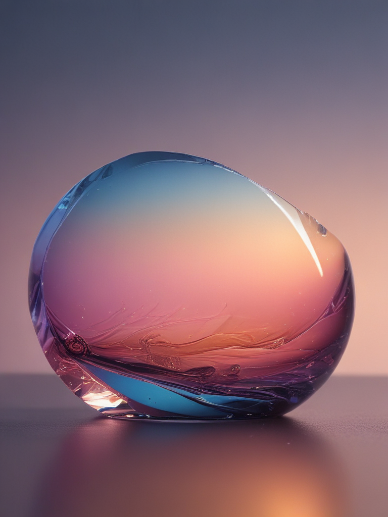 A Stunning Glass Sculpture Reflecting Vibrant Colors of a Sunset Sky.
