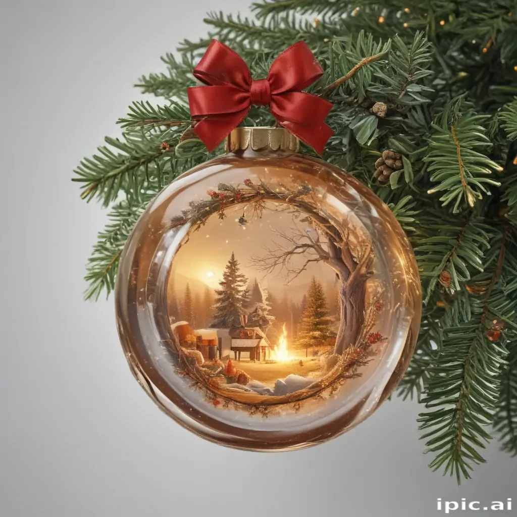 Magical Winter Scene Inside a Beautifully Designed Christmas Ornament