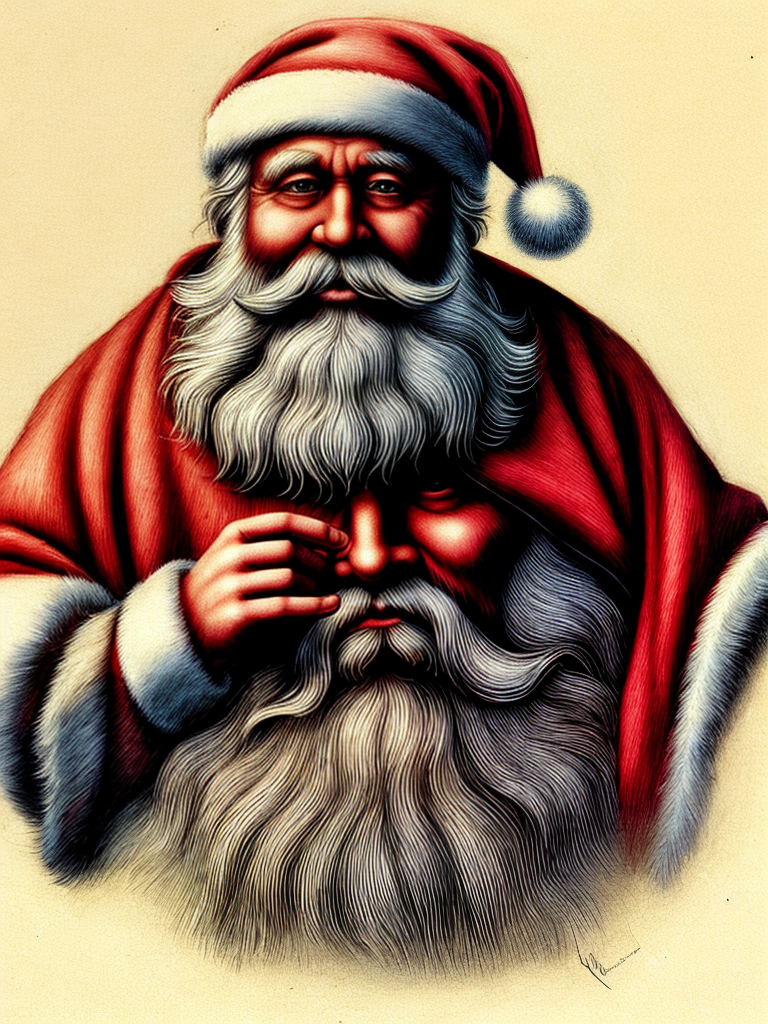 Father Christmas drawn by Leonardo
