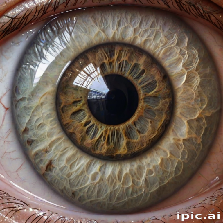 Close-Up of a Human Eye Showcasing Intricate Patterns and Details