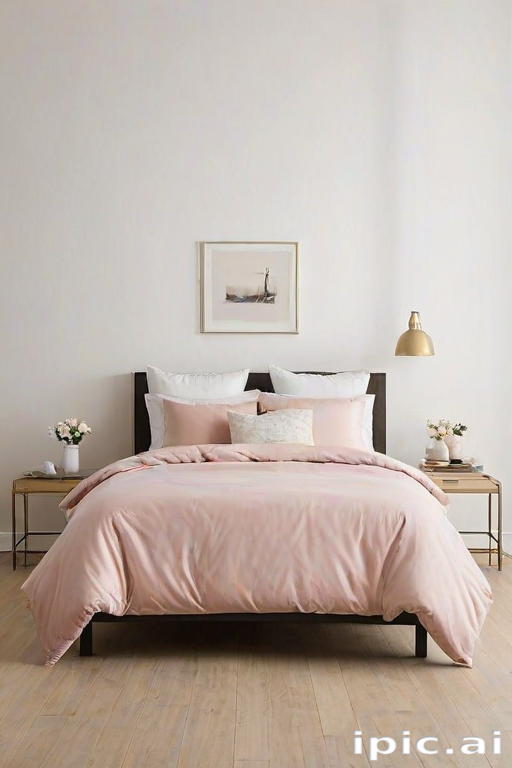 Cozy and Elegant Bedroom Design with Soft Pink Bedding and Decor