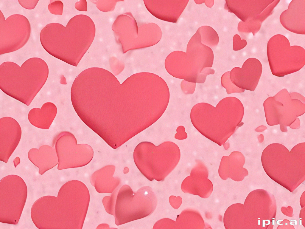 Colorful Pink Hearts Floating on a Soft Pastel Background of Love