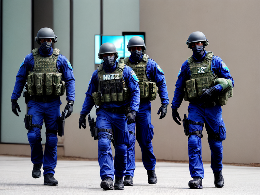 swat team entering building