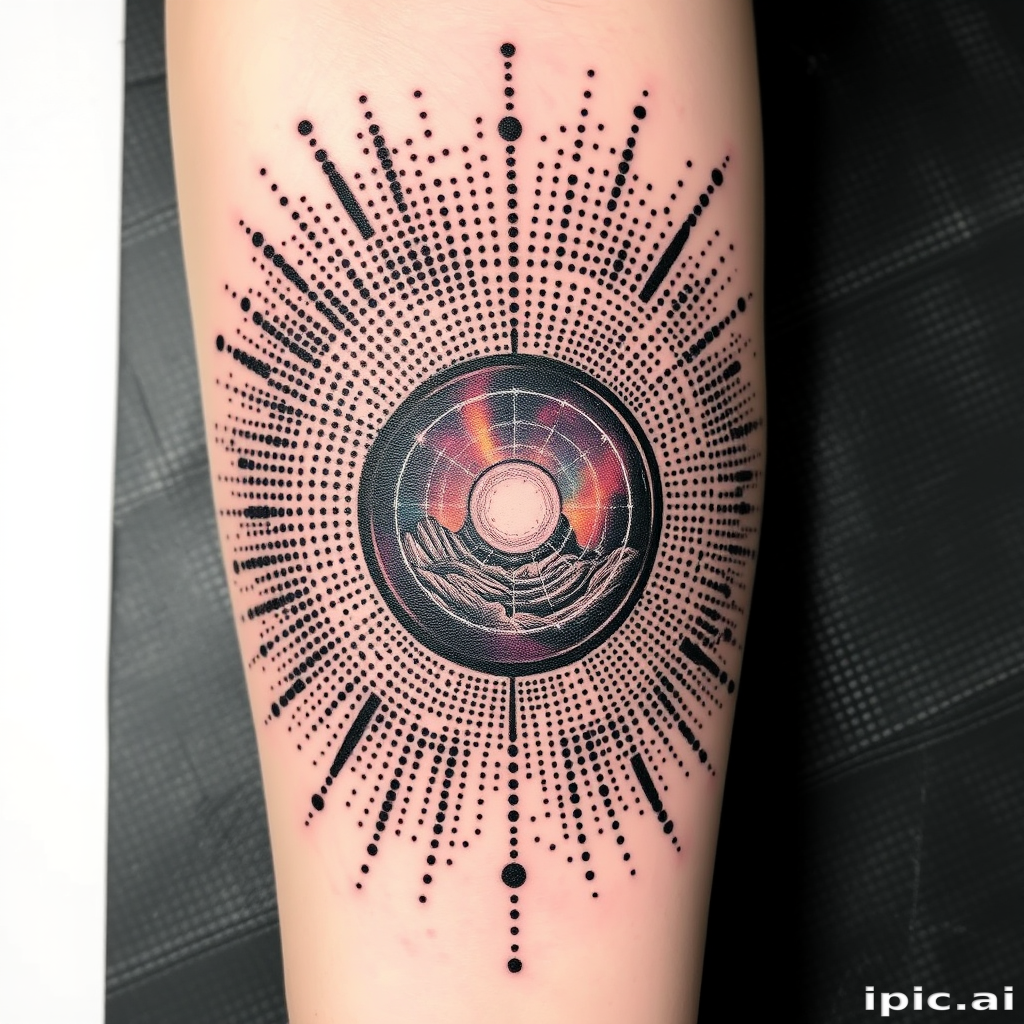 Intricate Dotwork Tattoo Design Featuring a Celestial Sphere Surrounded ...