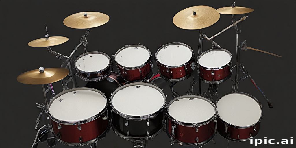 Professional Drum Set Featuring Multiple Toms, Cymbals, and Snare Drum ...