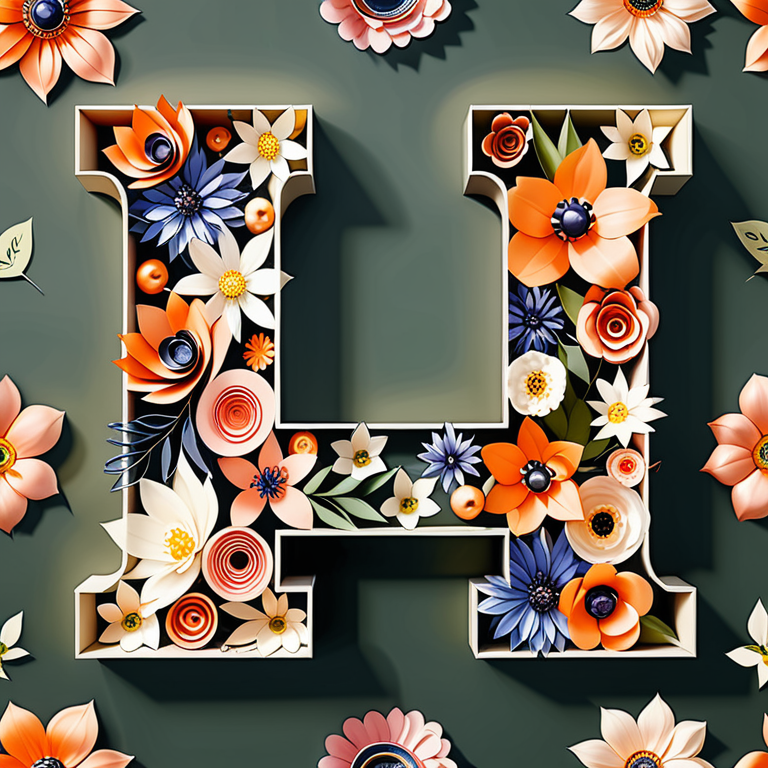Colorful Floral Arrangement Forming a Decorative Letter H in 3D Design