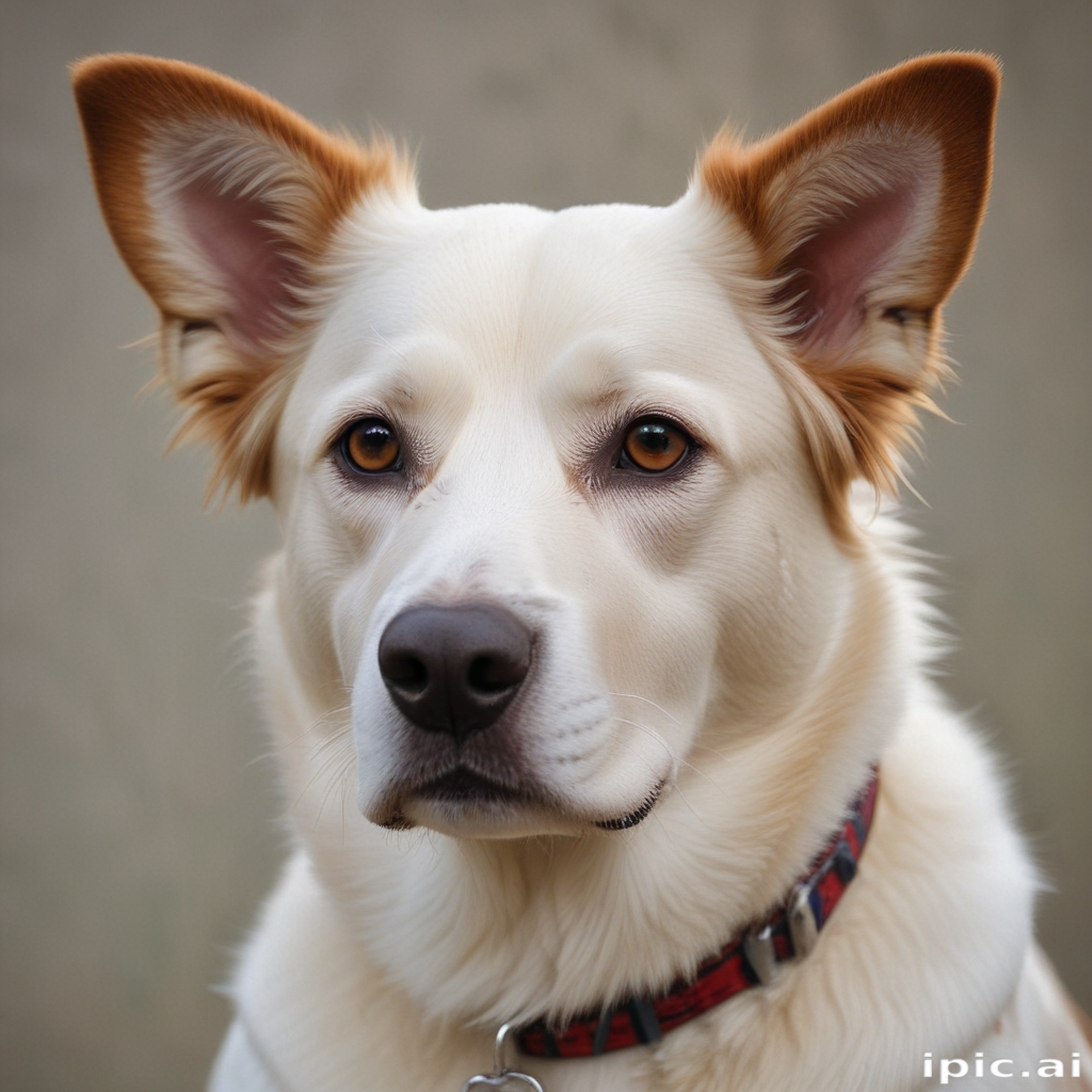 A Beautiful White Dog with Distinctive Ears Poses for the Camera.