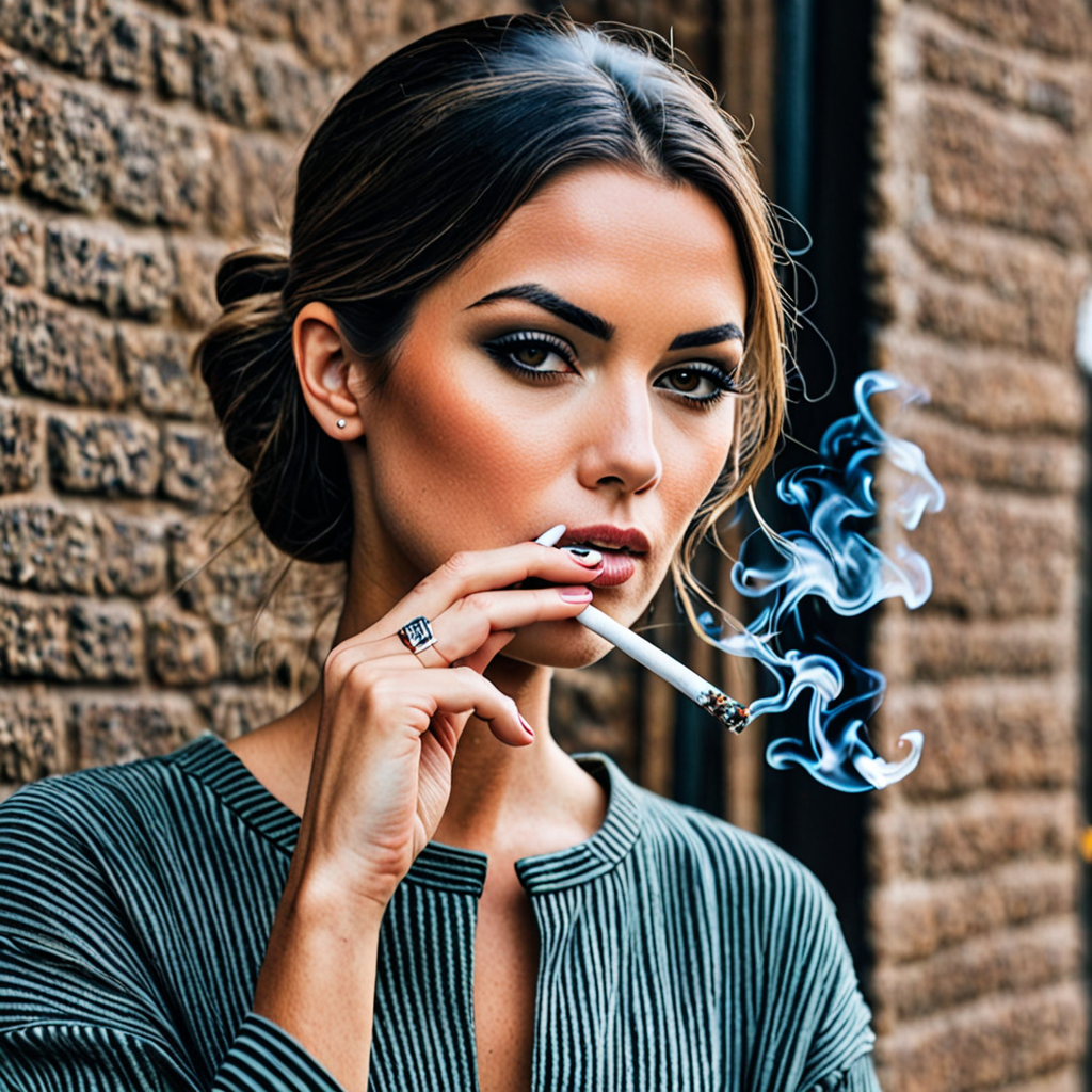 An attractive smoking woman