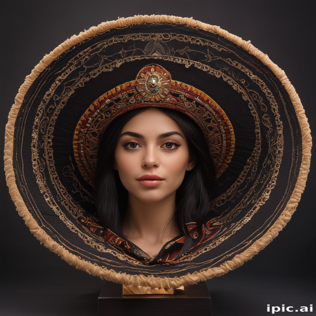 A Beautiful Woman Wearing an Intricate Traditional Hat with Vibrant ...