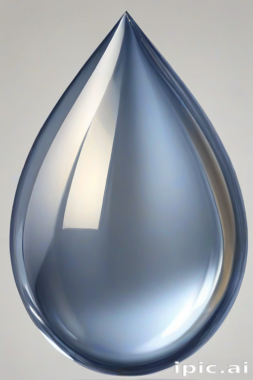 A Shiny Metallic Water Drop Reflecting Light with Smooth Curves and Edges
