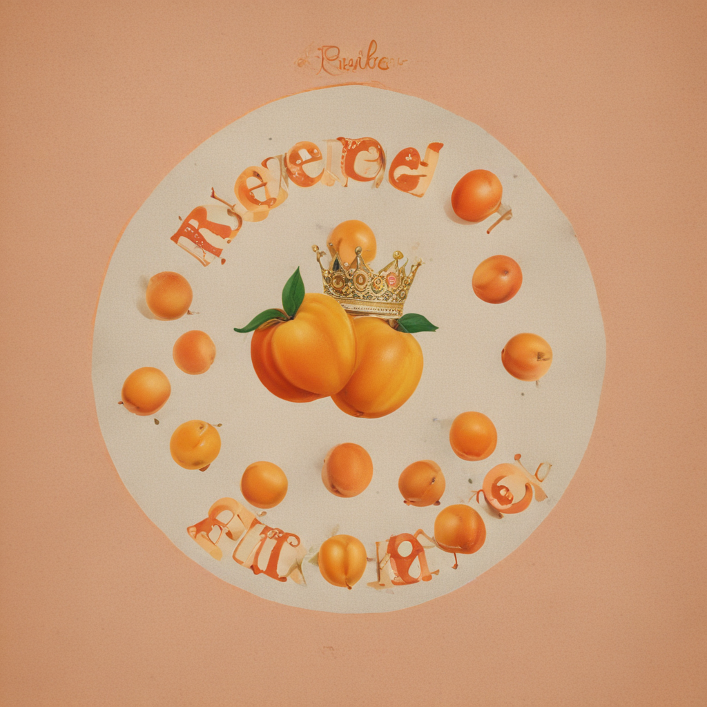 A apricot with a crown on with the word Rex orange county on top and ...