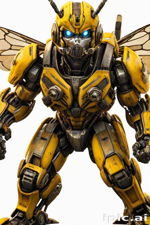 Mechanical Bumblebee Robot with Glowing Eyes and Intricate Wing Design