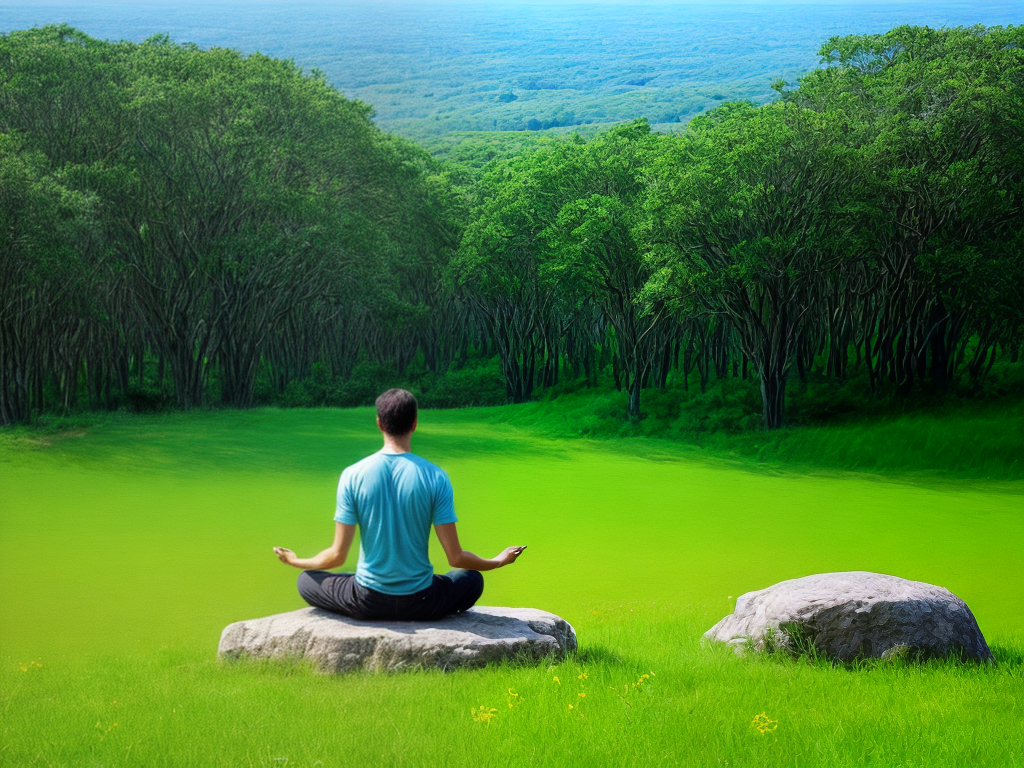 human meditating in nature