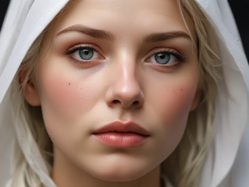 Captivating Portrait of a Young Woman with Striking Blue Eyes and Soft ...