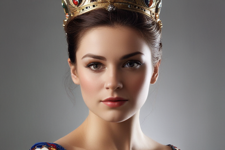 Elegant Portrait of a Regal Woman Adorned with a Crown