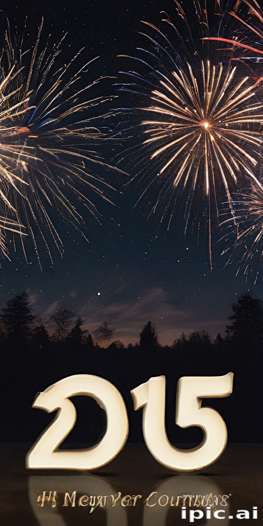 Celebration of New Year 2015 with Stunning Fireworks Display at Night