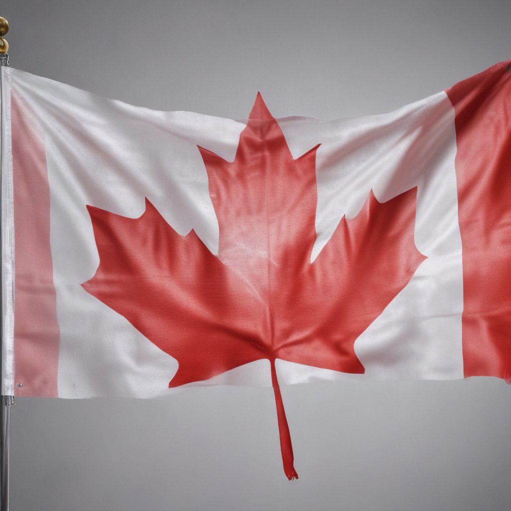 Canadian Flag Waving Proudly with Iconic Red Maple Leaf Design