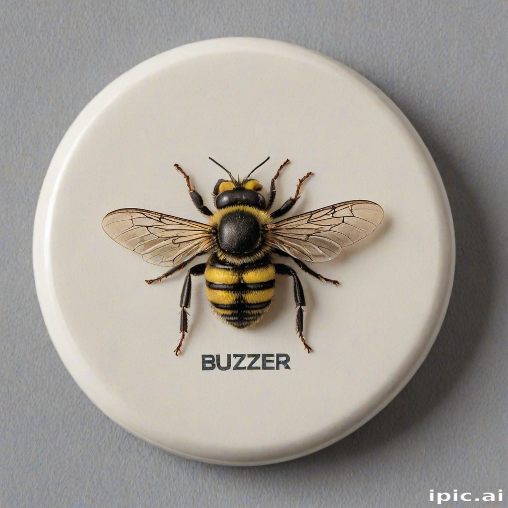 Realistic Bumblebee Illustration on a Decorative Wall Plate with Buzzer ...