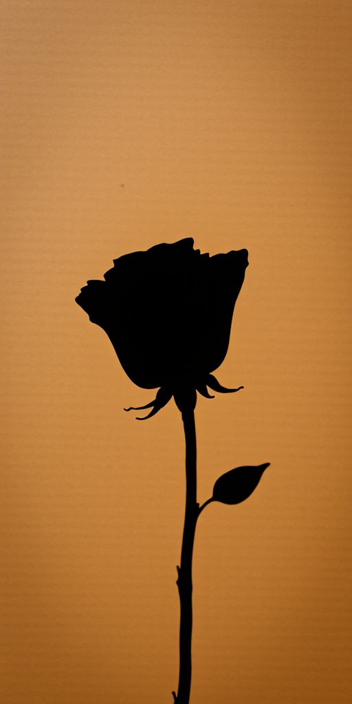 Elegant Silhouette of a Rose Against a Warm, Soft Background Glow