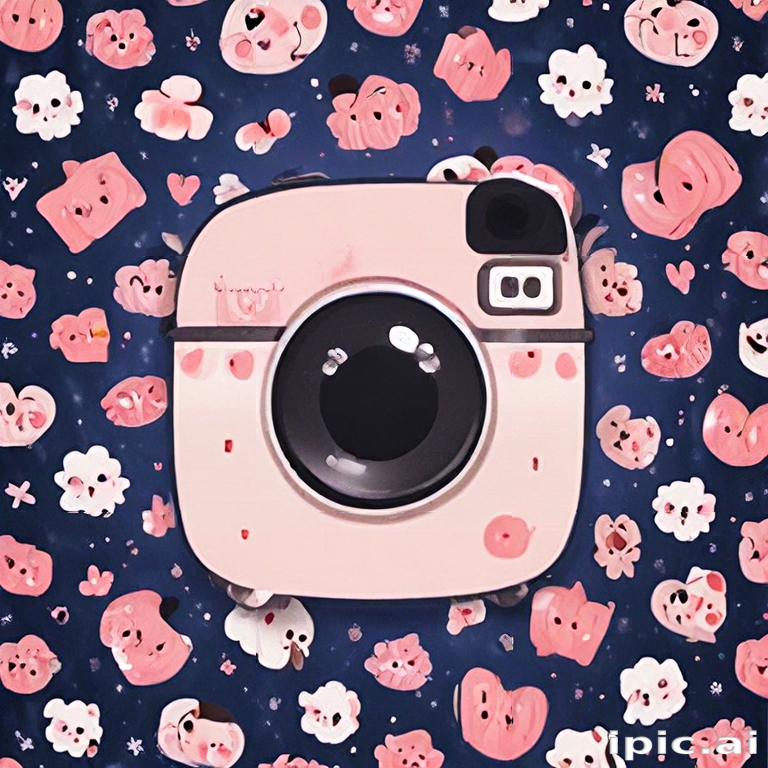 Whimsical Camera Design Surrounded by Cute, Colorful Cartoon Flowers ...