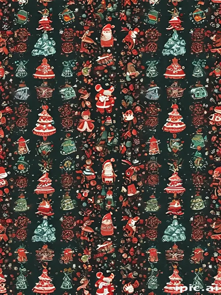 Festive Holiday Pattern Featuring Santa Claus, Christmas Trees, and ...