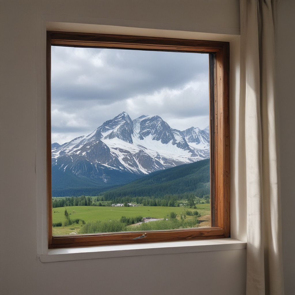mountain from a window