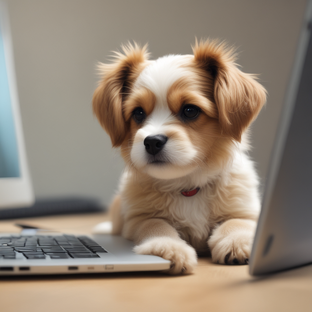Cute Puppy on a Computor