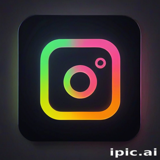 Colorful Neon Instagram Logo Illuminated Against a Dark Background