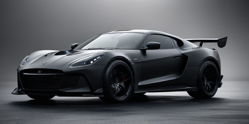 Stunning Matte Black Sports Car Showcasing Aerodynamic Design and ...