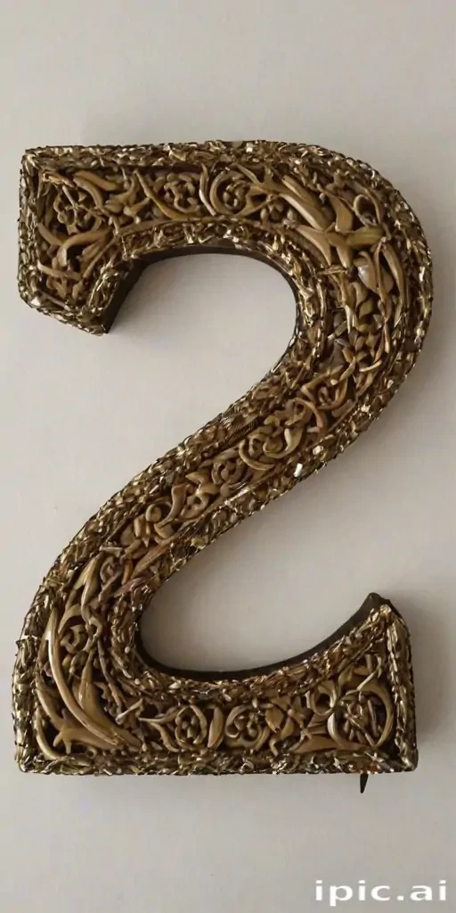 Intricately Designed Decorative Number Two with Floral Patterns and ...