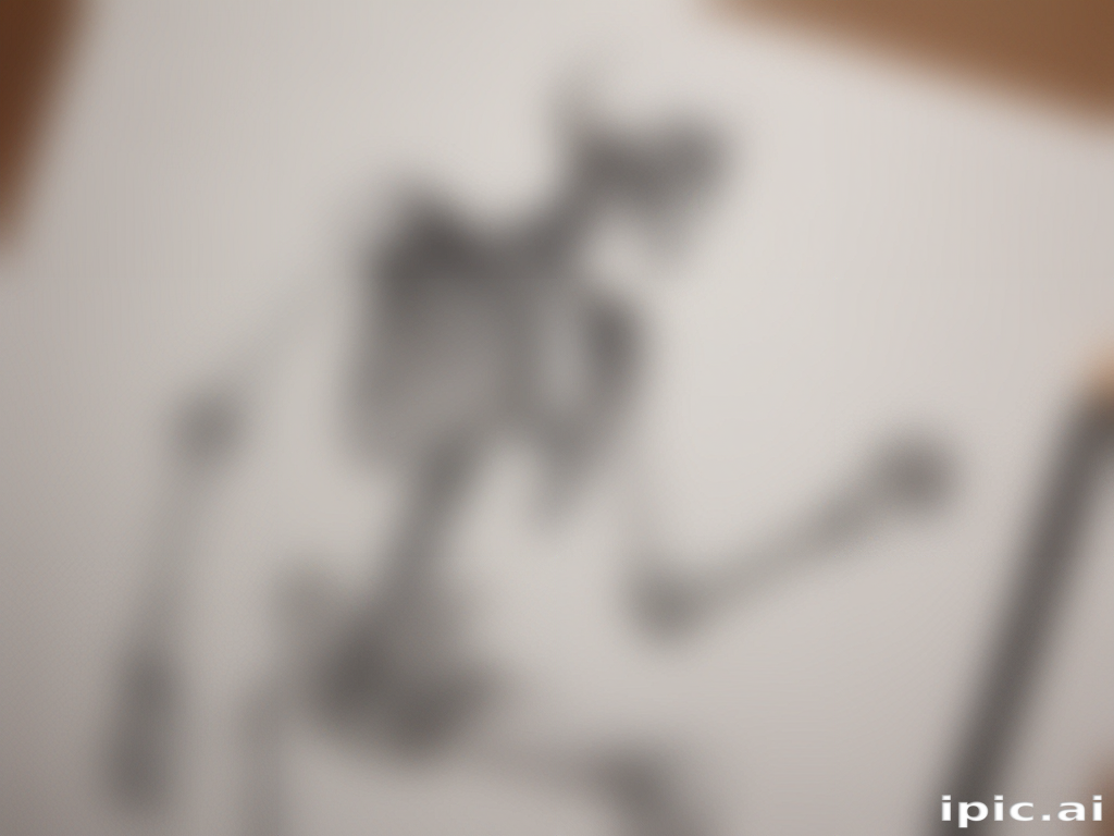 Abstract Representation of a Skeleton in Motion on White Background