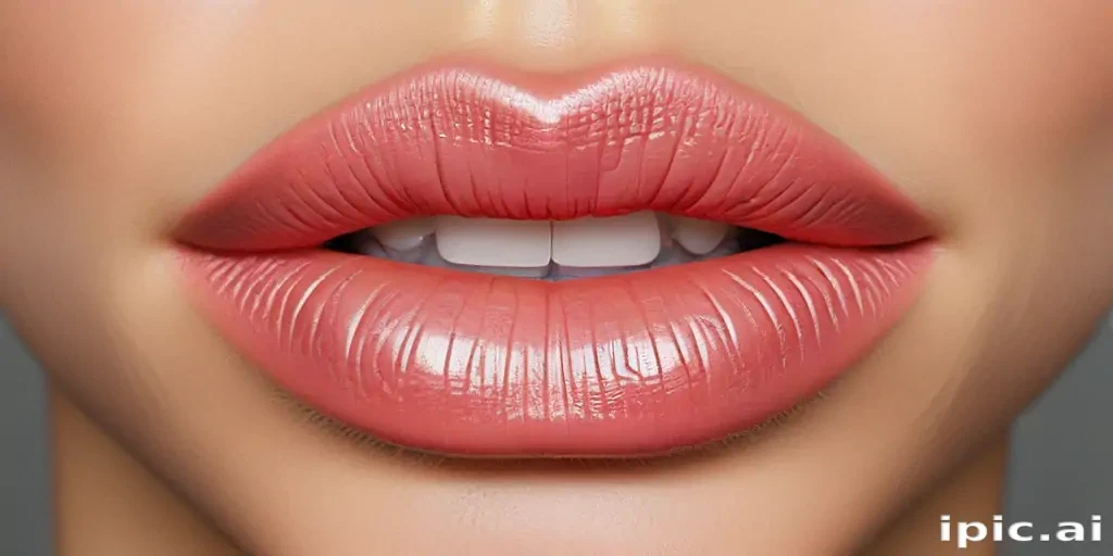 Close-Up of Beautifully Glossy Lips with a Natural Pink Hue