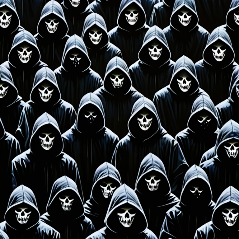 Gothic rave with dark hooded figures