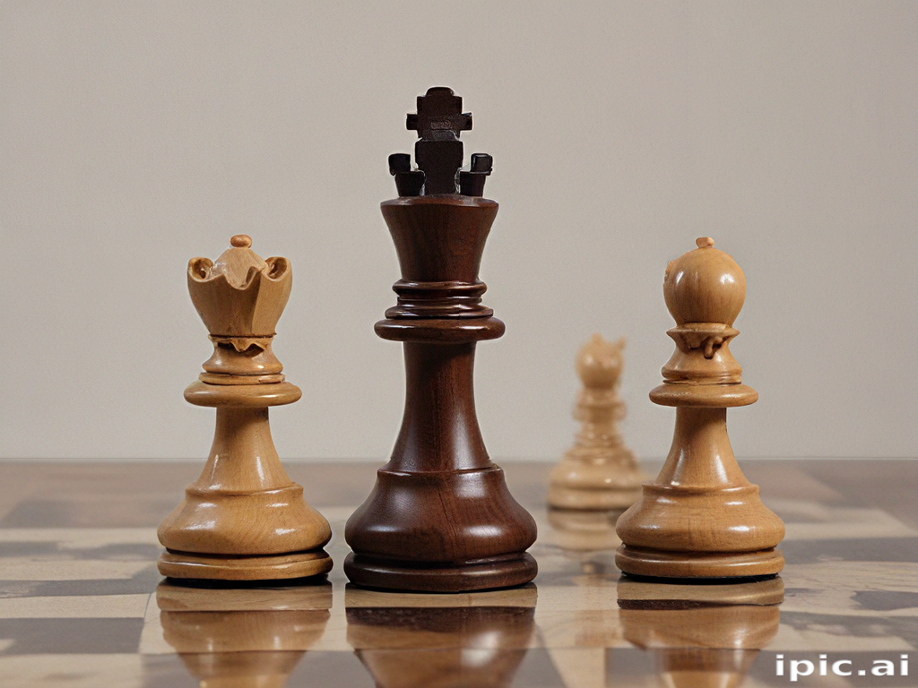 Strategic Showdown: A Close-Up of Powerful Chess Pieces on Board