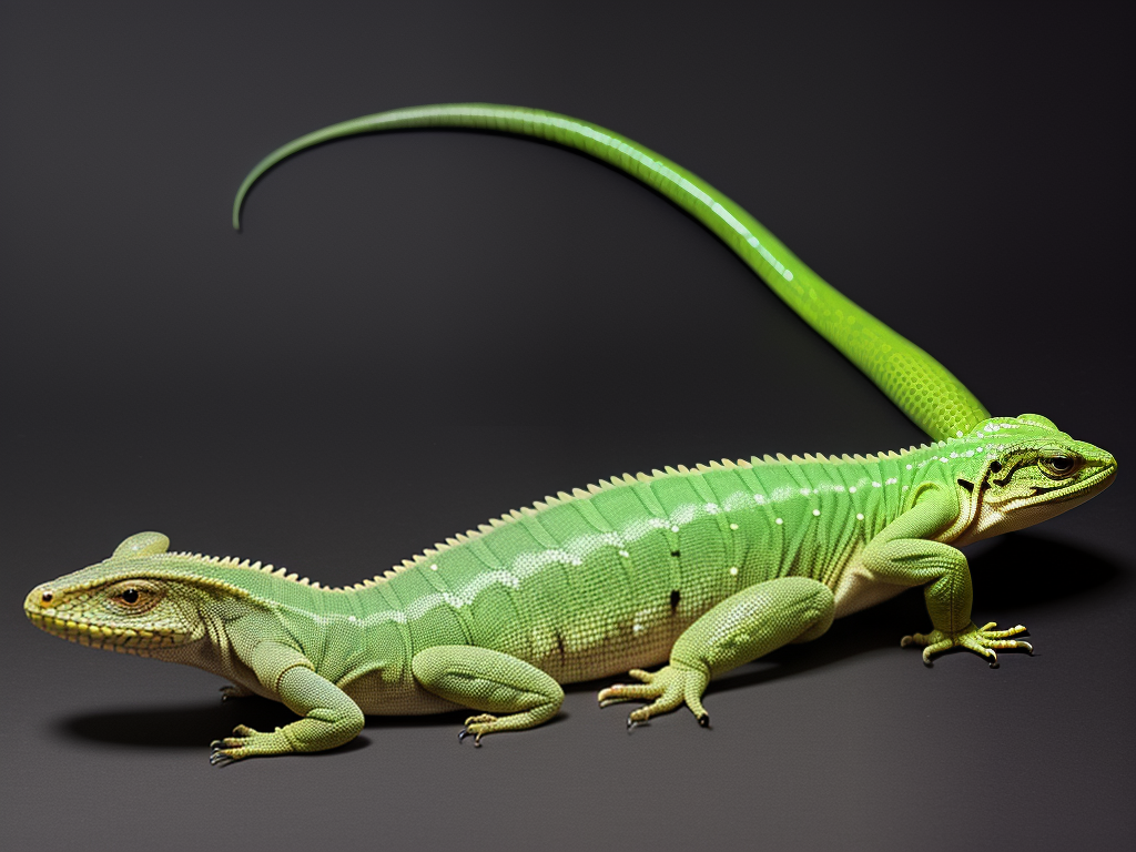 Two Vibrantly Colored Green Lizards Displaying Unique Features on a ...