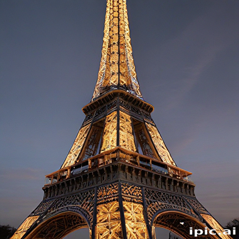 Stunning Evening View of the Eiffel Tower Illuminated Against the Night Sky