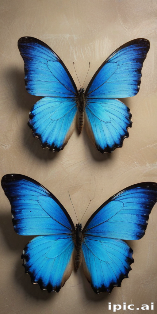 Stunning Display of Two Vibrant Blue Butterflies with Exquisite Wings