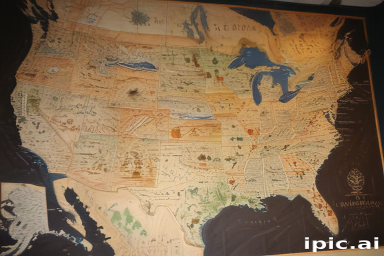 Detailed Vintage Map of the United States Featuring Historical ...