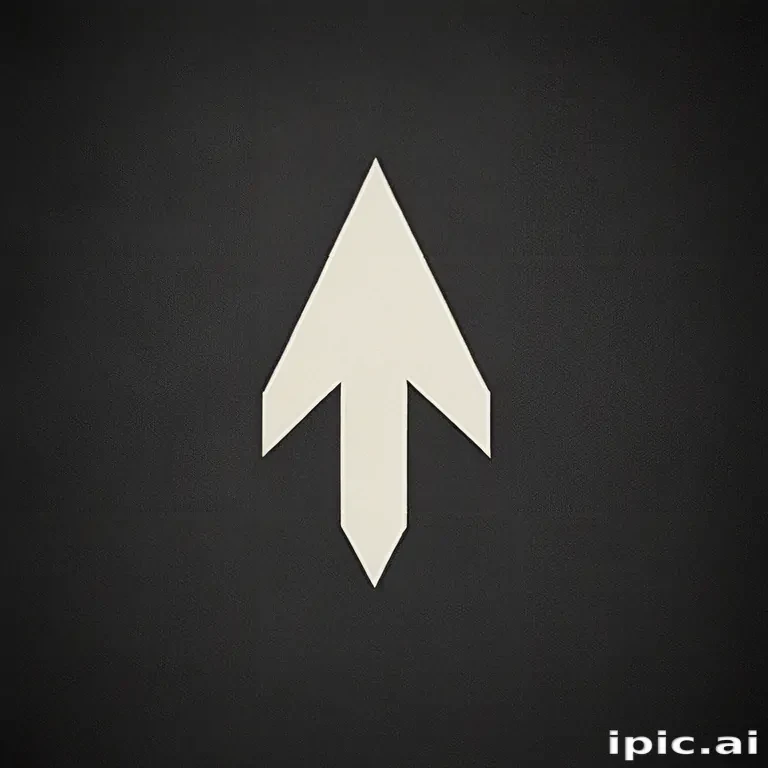 Minimalist Design Featuring a Large White Arrow on Dark Background
