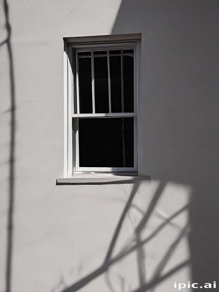 Sunlight Casting Shadows on a White Wall with a Window