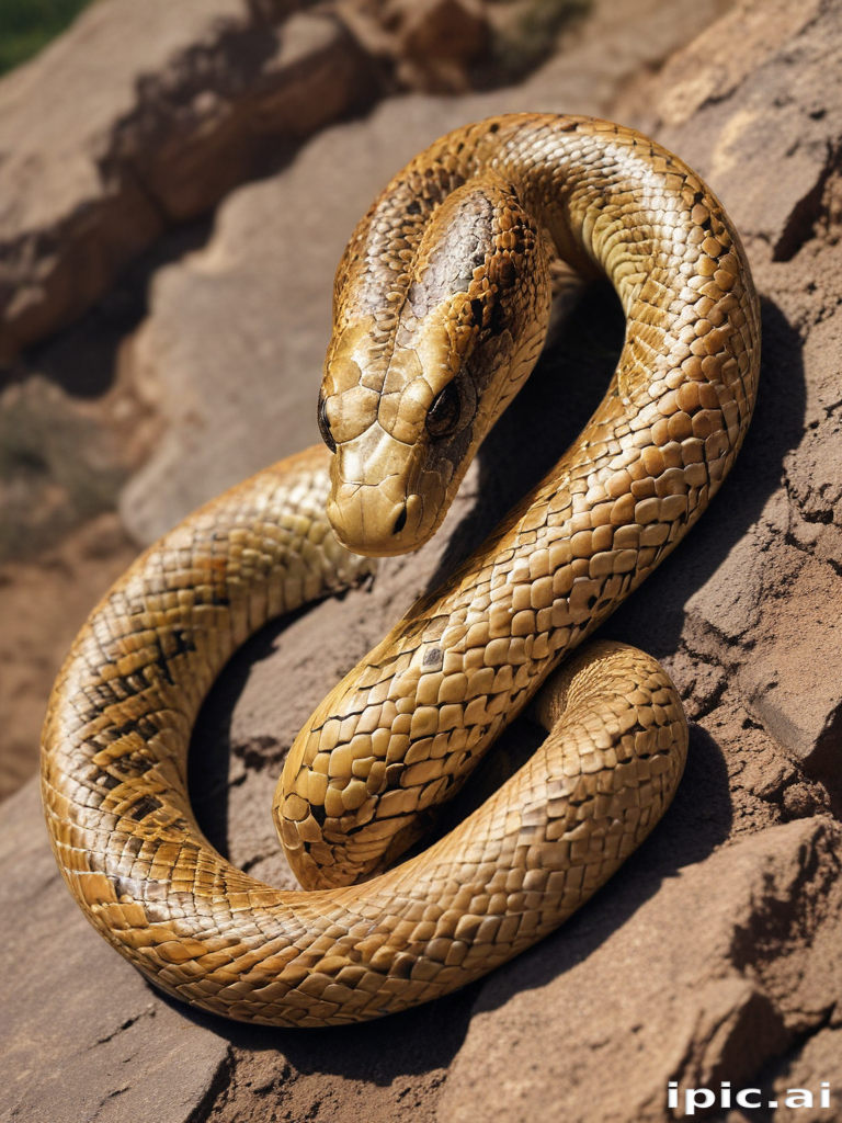 Graceful Snake Coiled on Rocky Surface, Showcasing Intricate Patterns ...