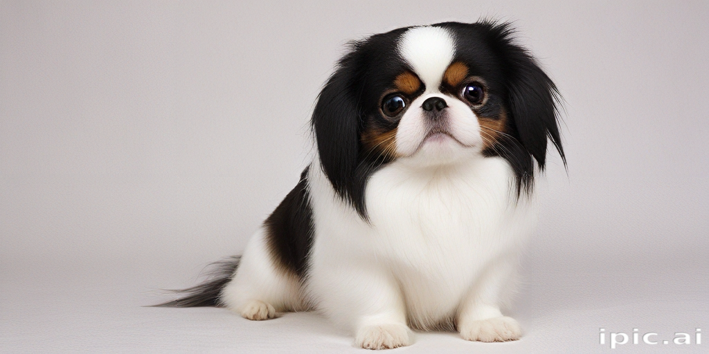 A Charming Japanese Chin Dog with Fluffy Fur and Expressive Eyes.