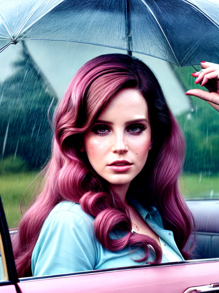 Lana del rey loking at the camera vintage soft pink hair from inside a ...