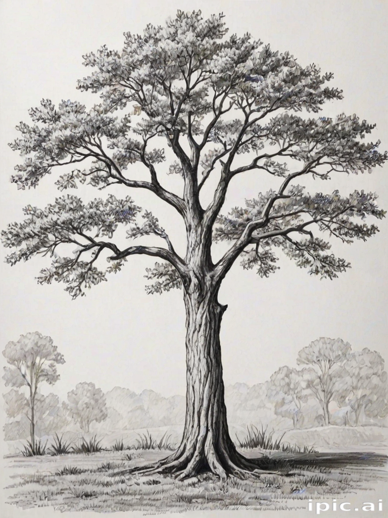 A Majestic Tree Standing Tall Amidst a Serene Natural Landscape