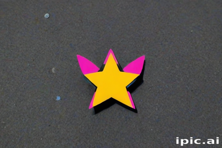 Colorful Star Shape with Pink and Yellow Design on Surface.