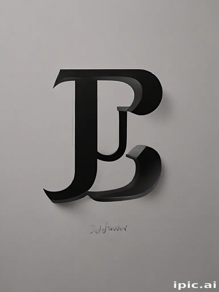 Stylized Black Letter J with Artistic Shadows Against a Light Background