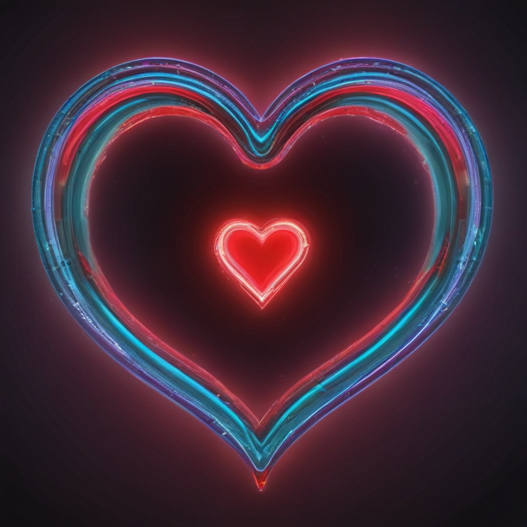 Radiant Neon Heart Design with Vibrant Colors and Glowing Effects