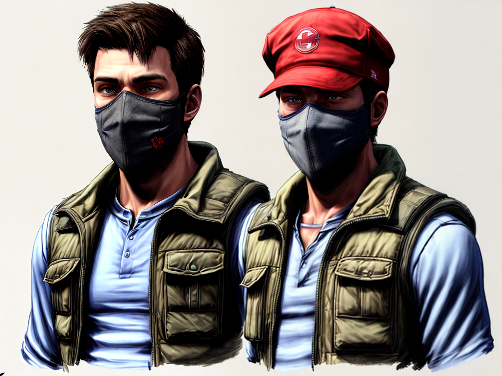 drawing of a dayz guy with a vest and mask