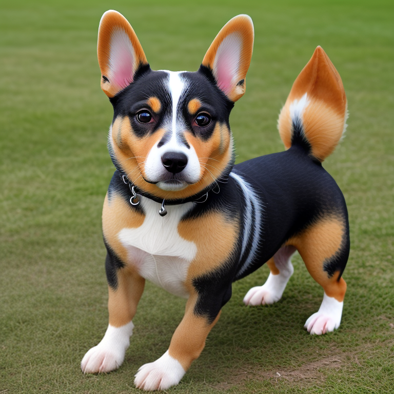 A Playful Corgi Dog Posing Happily on a Sunny Green Lawn